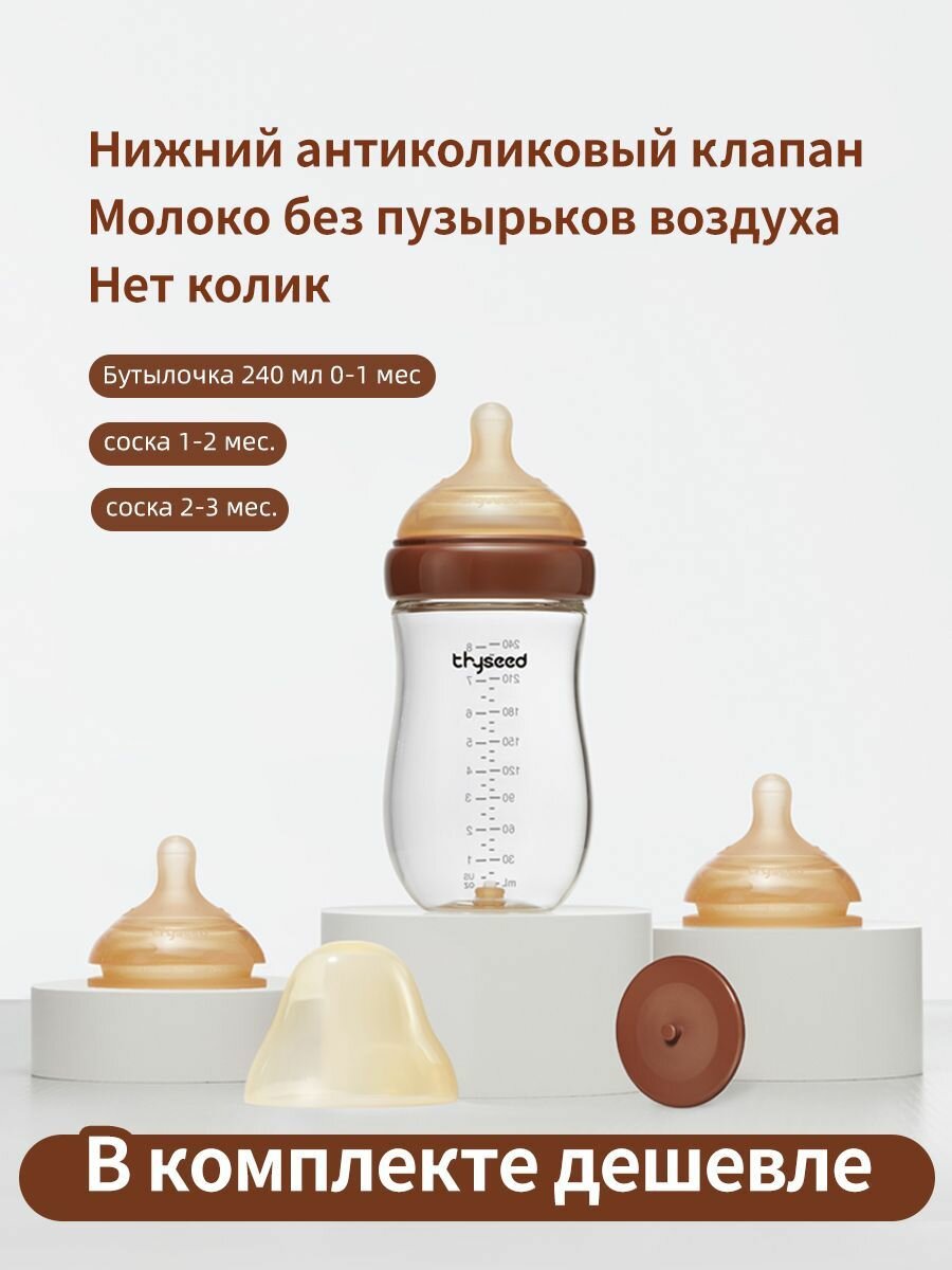 Антиколиковая бутылочка240 мл, 0-1 мес+ 1-2 Соска+2-3 Соска