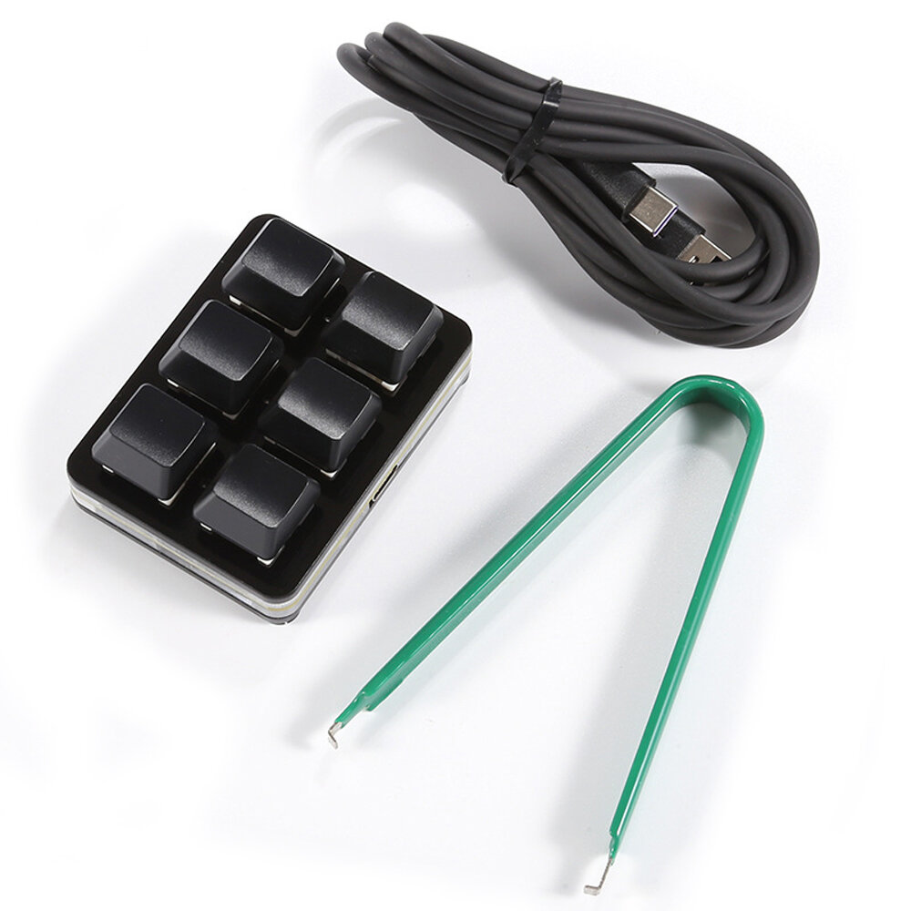 Портативная клавиатура 6 клавиш Клавиши быстрого доступа Настраиваемая клавиатура USB Плаг-н-Плей Клавиатура Клавиатурная панель Механическая клавиатура Черный Белый Акрил Размер 110*55*30мм Вес 120г Пакет 180*130*130мм Вес пакета 130г В комплект 1