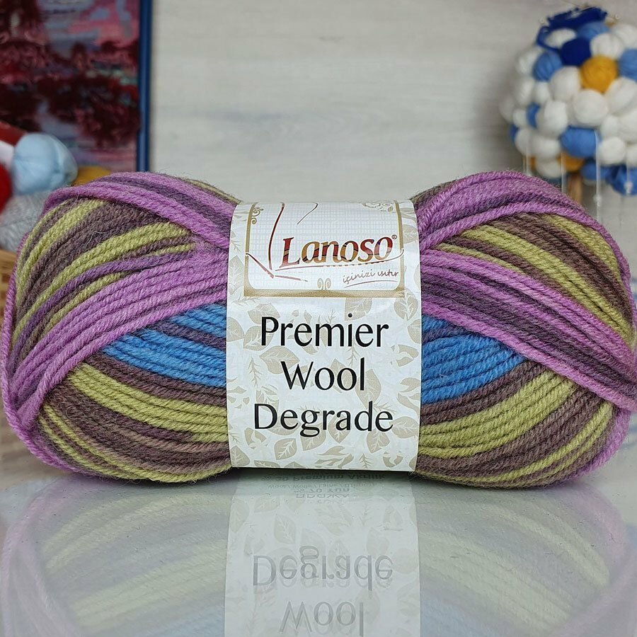 Пряжа Lanoso PREMIER WOOL DEGRADE 004 сирен/горчица (5 мотков)