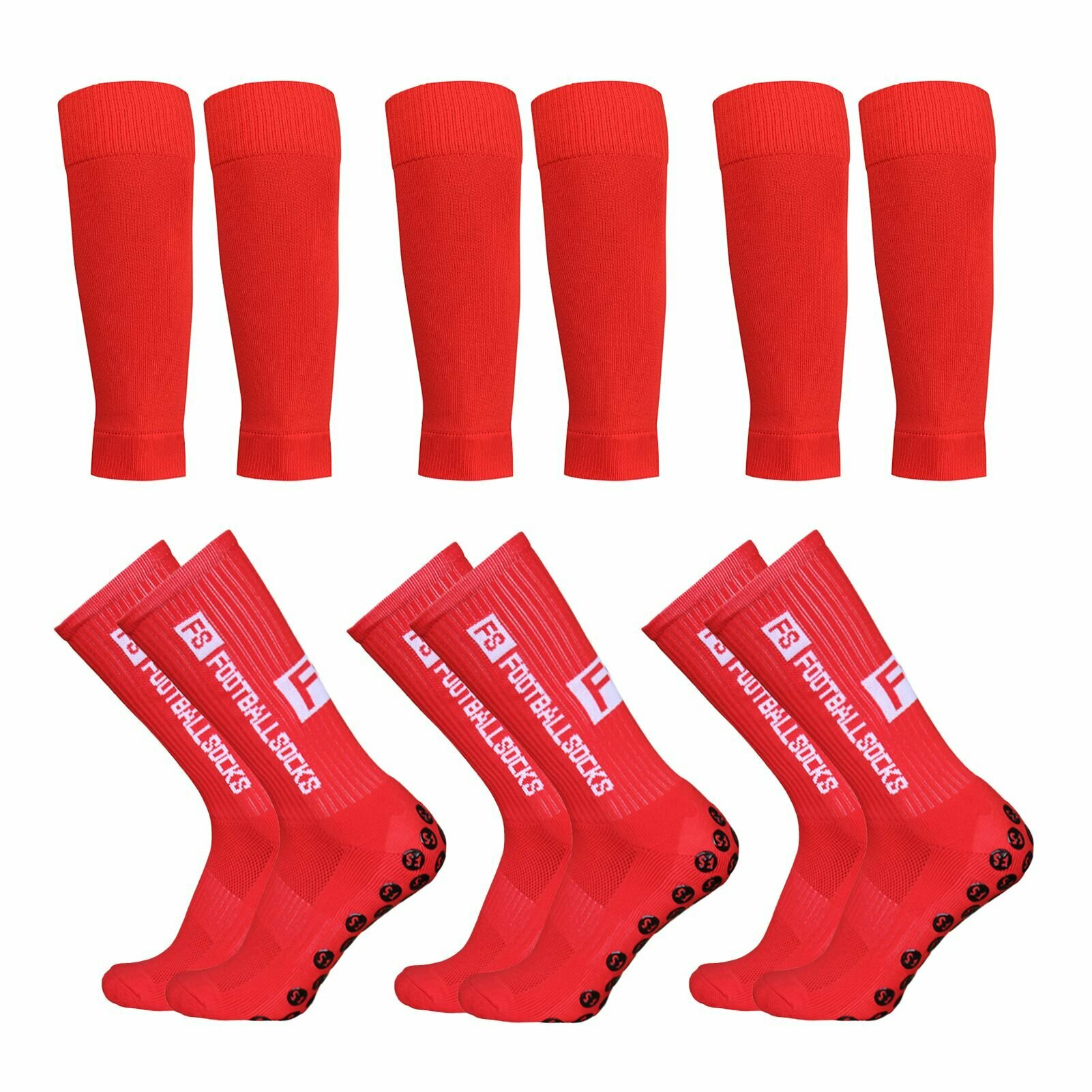 3 пары противоскользящих носков и гетр для футбола и бега на улице