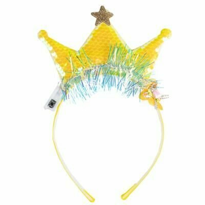 Ободок КНР "Корона", пайетки, желтый, светящийся