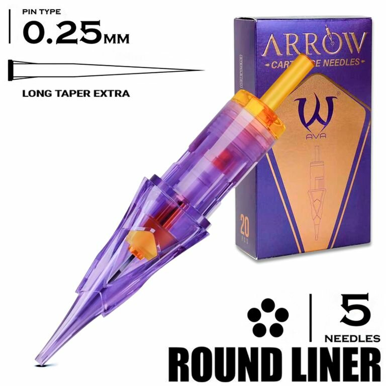 Картриджи для тату и перманентного макияжа (иглы, модули) AVA Arrow 0805RL 25/5RLLT Extra 20 шт/уп