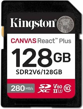 Флеш карта SDXC 128GB Kingston SDR2V6/128GB Canvas React Plus w/o adapter