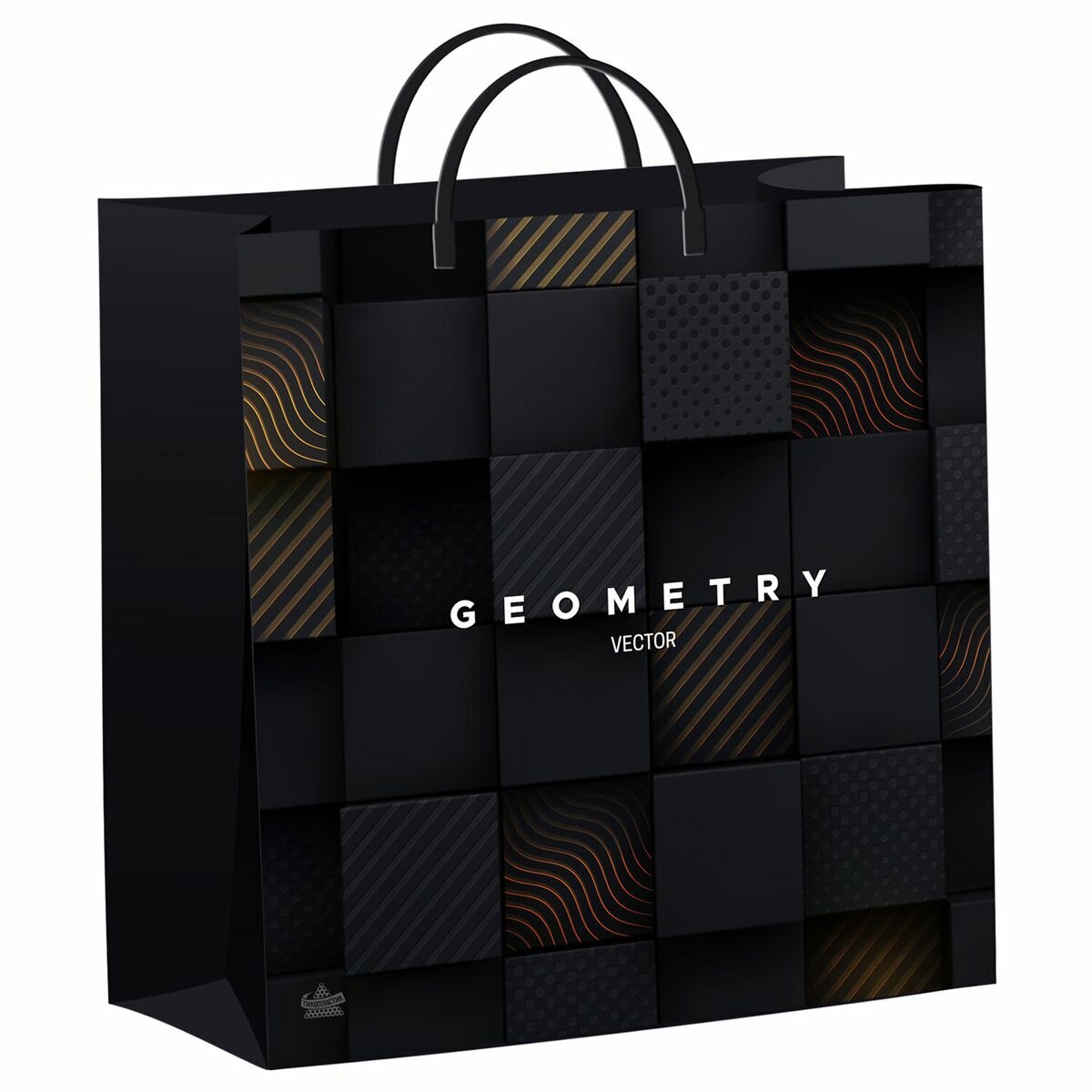 Пакет с пластиковой ручкой Тико ПВД, мягкий пластик, 30х30см, "Вектор геометрии", 140мкм (н00269533), 40шт.