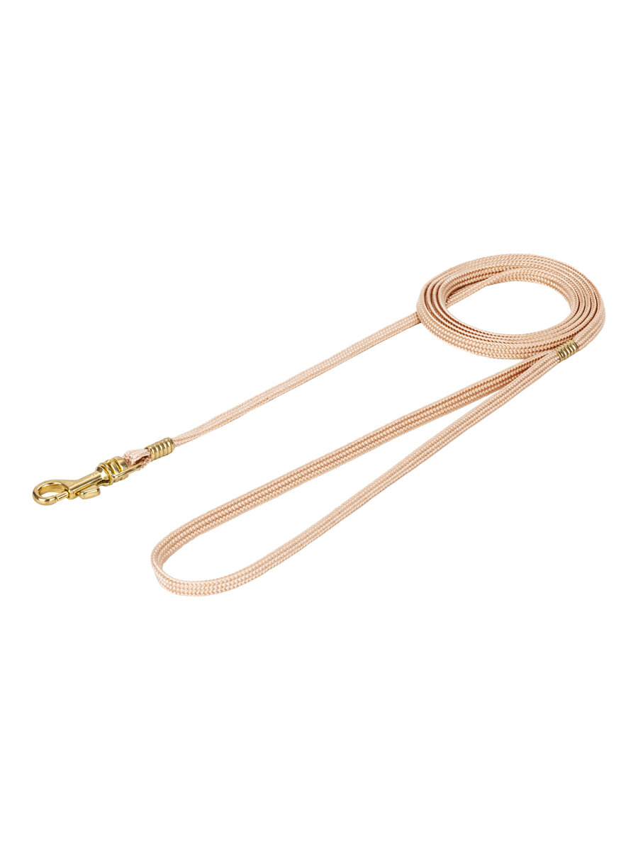 Поводок для собак с золотым карабином Zoo One, (лента-чулок) обжим, ширина 5 мм, длина 120 см (бежевый), 73-2475