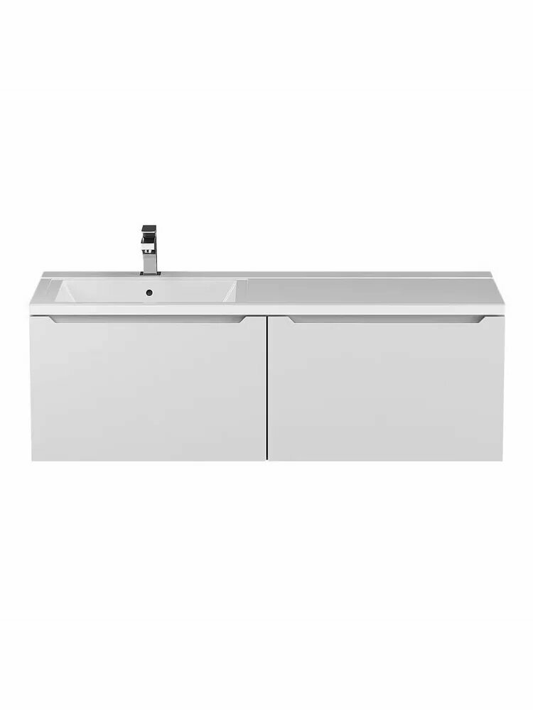 Тумба с раковиной Uperwood Tanos 120 L подвесная, 120 см, белая, матовая, из МДФ, с ящиками, раковина для ванной, прямоугольная