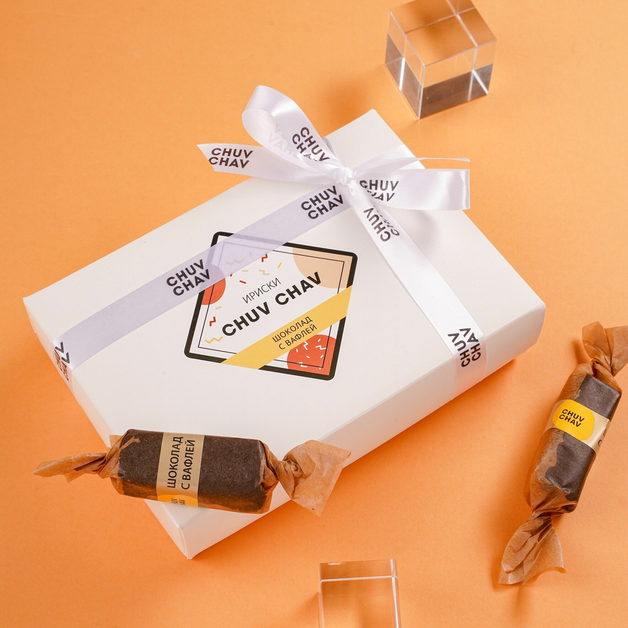 Ириски Чув-Чав шоколад-вафля, подарочный набор из 16 конфет