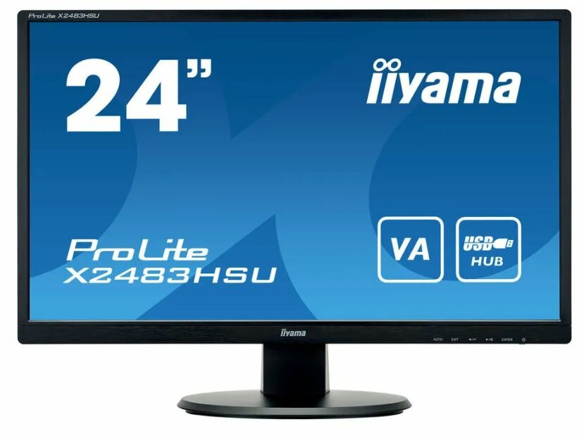 23,8" Монитор Iiyama ProLite X2483HSU-B5 (PROLITE X2483HSU-B5) черный - 1920x1080@75Гц, VA, 4 мс, 3000:1, 250 Кд/м, 178/178, HDMI, Display Port,