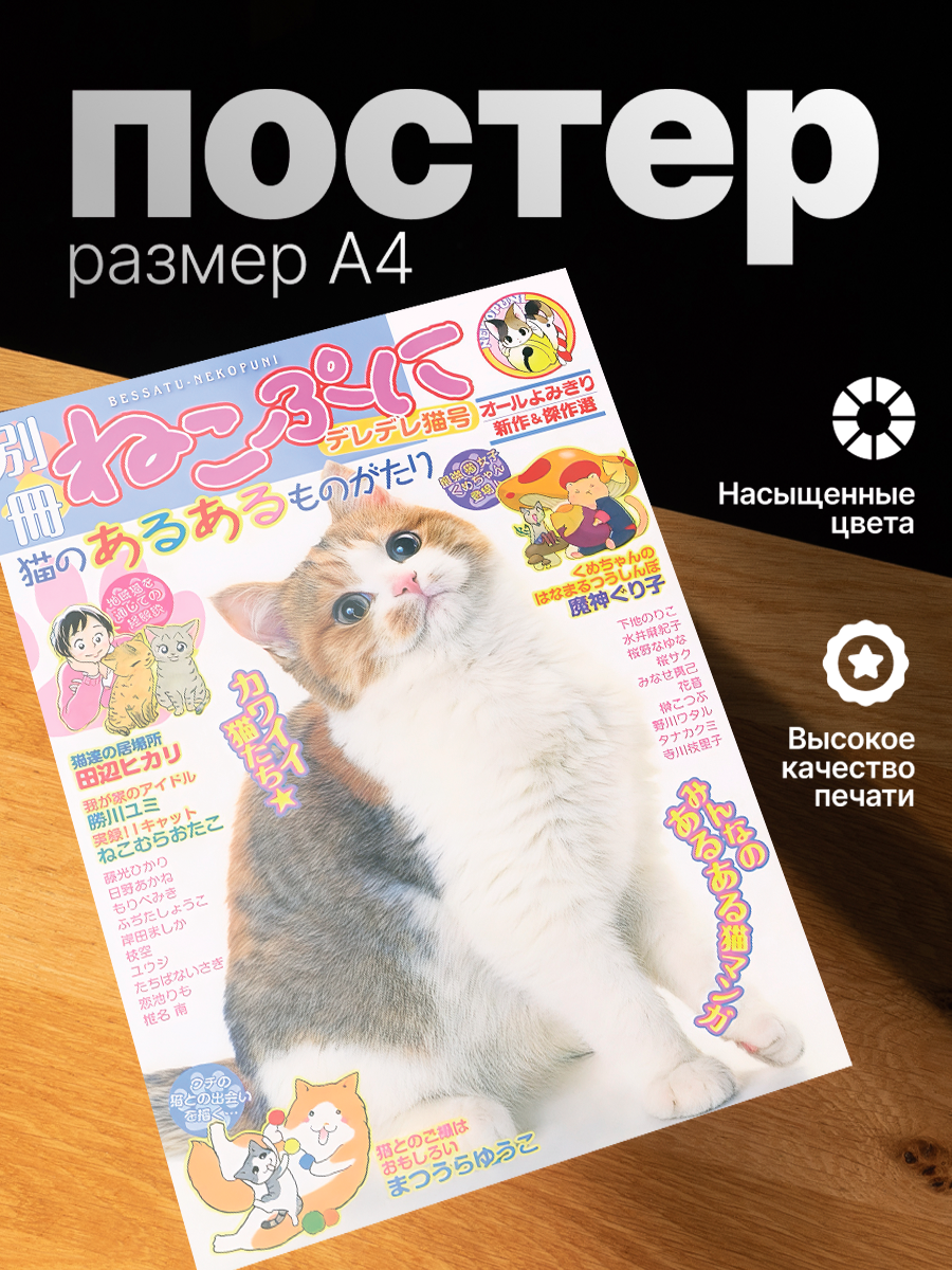 Постер ZEKEKS Японская обложка, на стену, без рамы, 29x21 см, цифровая печать