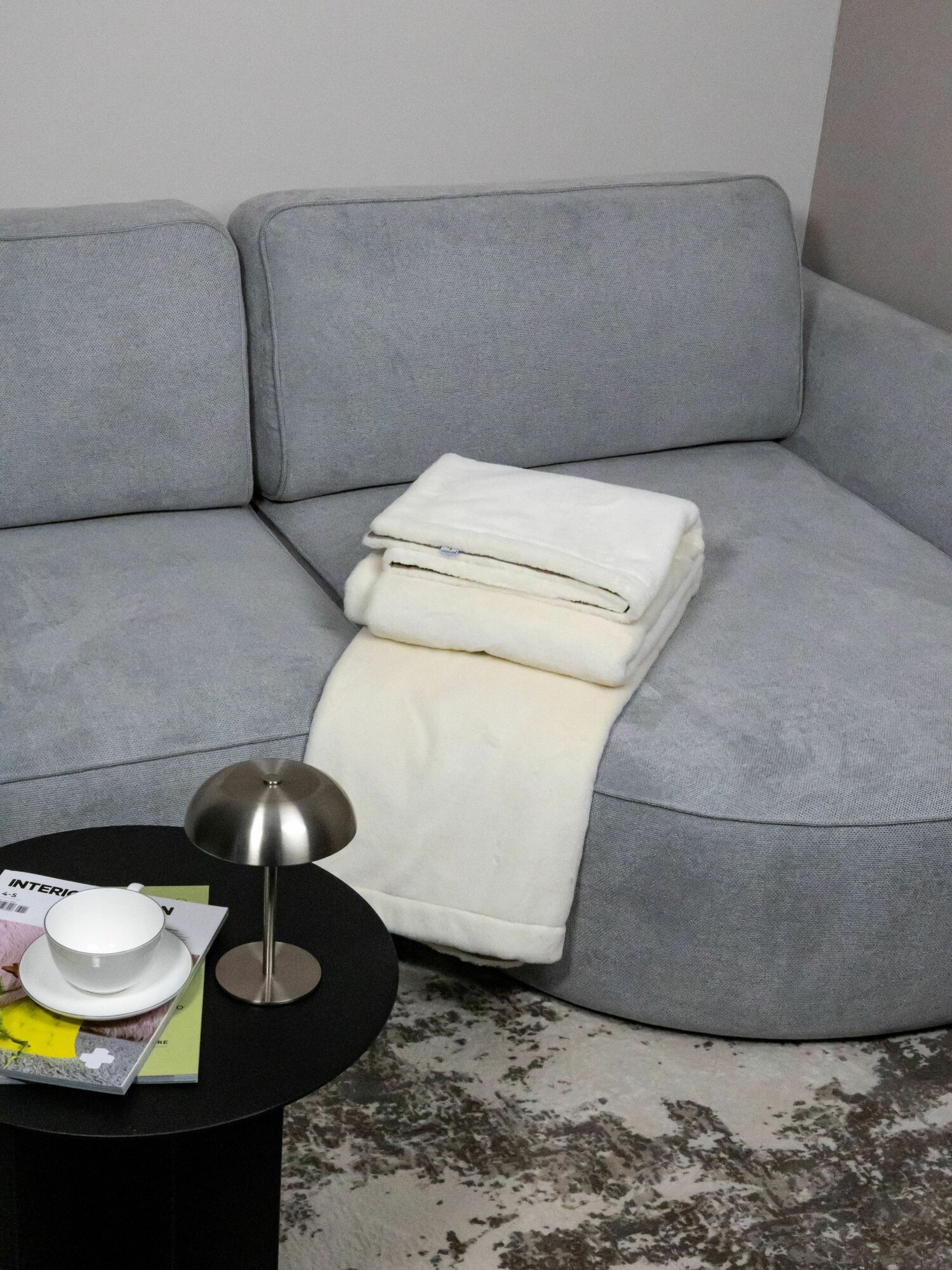 Плед-покрывало 220*240 меховой (хлопок, мех) Молочный коктейль. STENOVA HOME