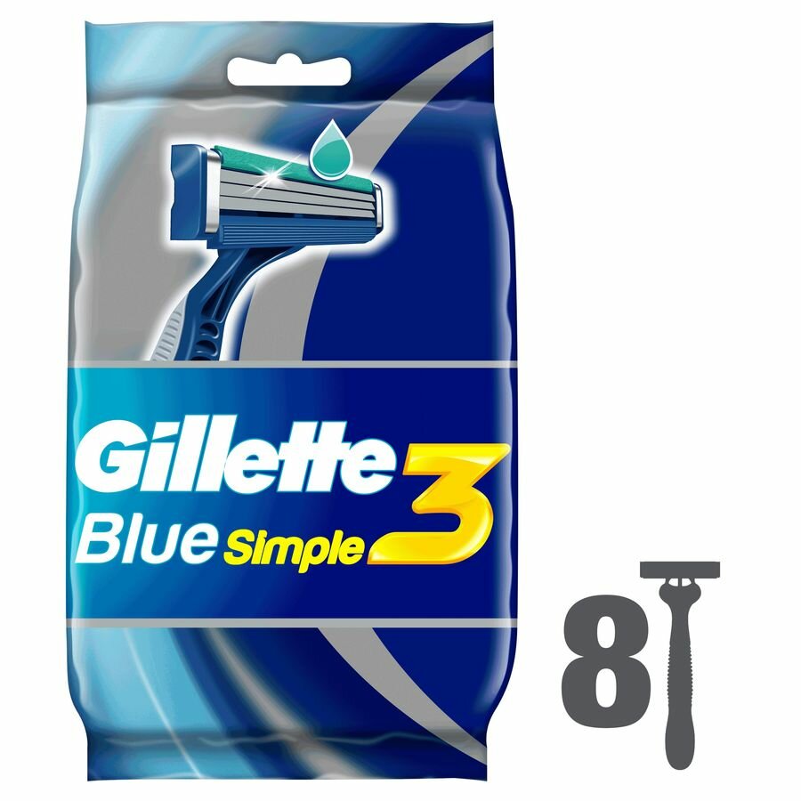 Станок д/бритья GILLETTE Disposable Blue Simple 3 8шт