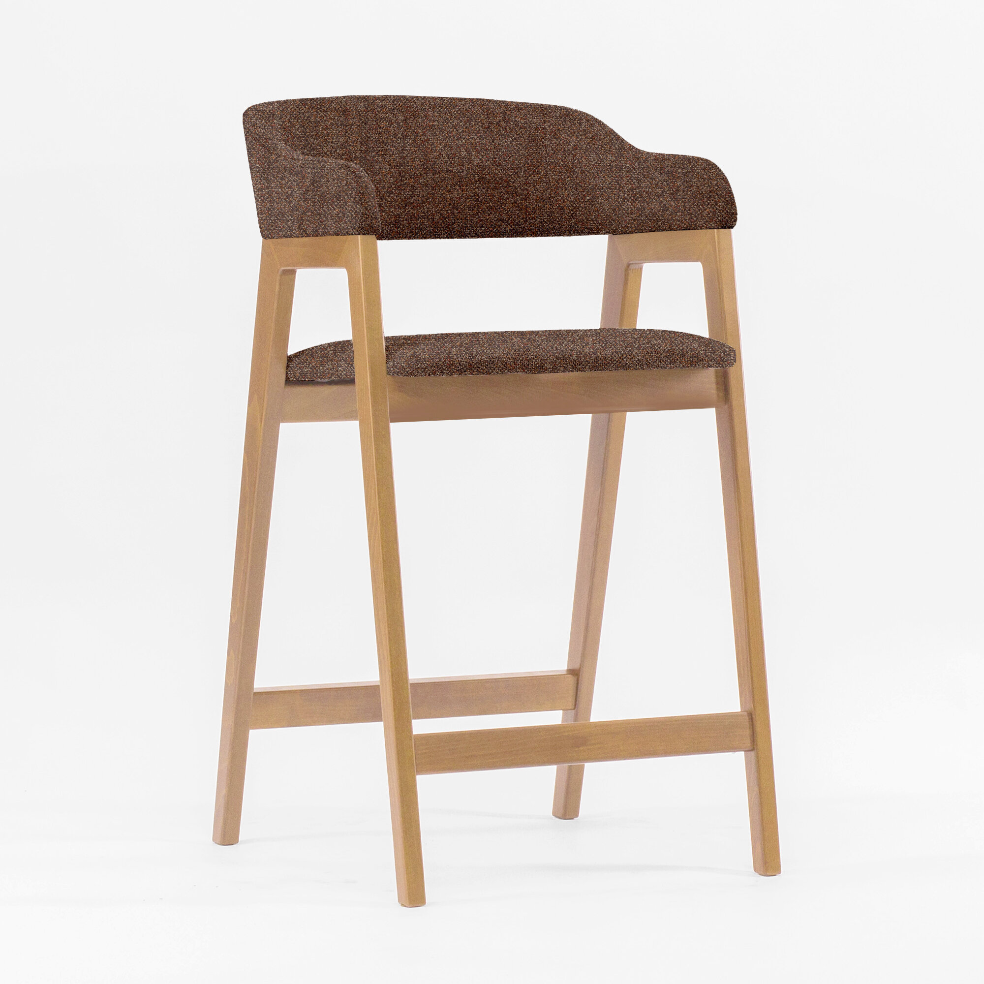 Стул барный Челси ткань красный гранит массив бука (натуральный) высота подлокотников 93,5 см для дома/для гостиной/для столовой/для кафе/кухонный стул/стул кухонный