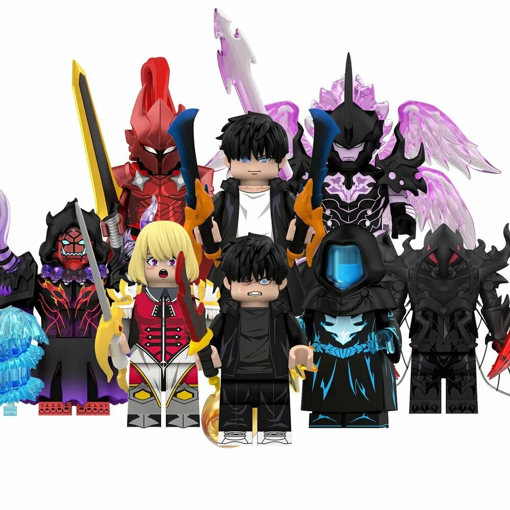 Набор минифигурки Поднятие уровня в одиночку (Solo Leveling) , Сон Джин-Ву (Sung Jin-Woo), Bellion, Igris. совместимы с конструкторами легo 8шт (4.5см, пакет) /WM6220