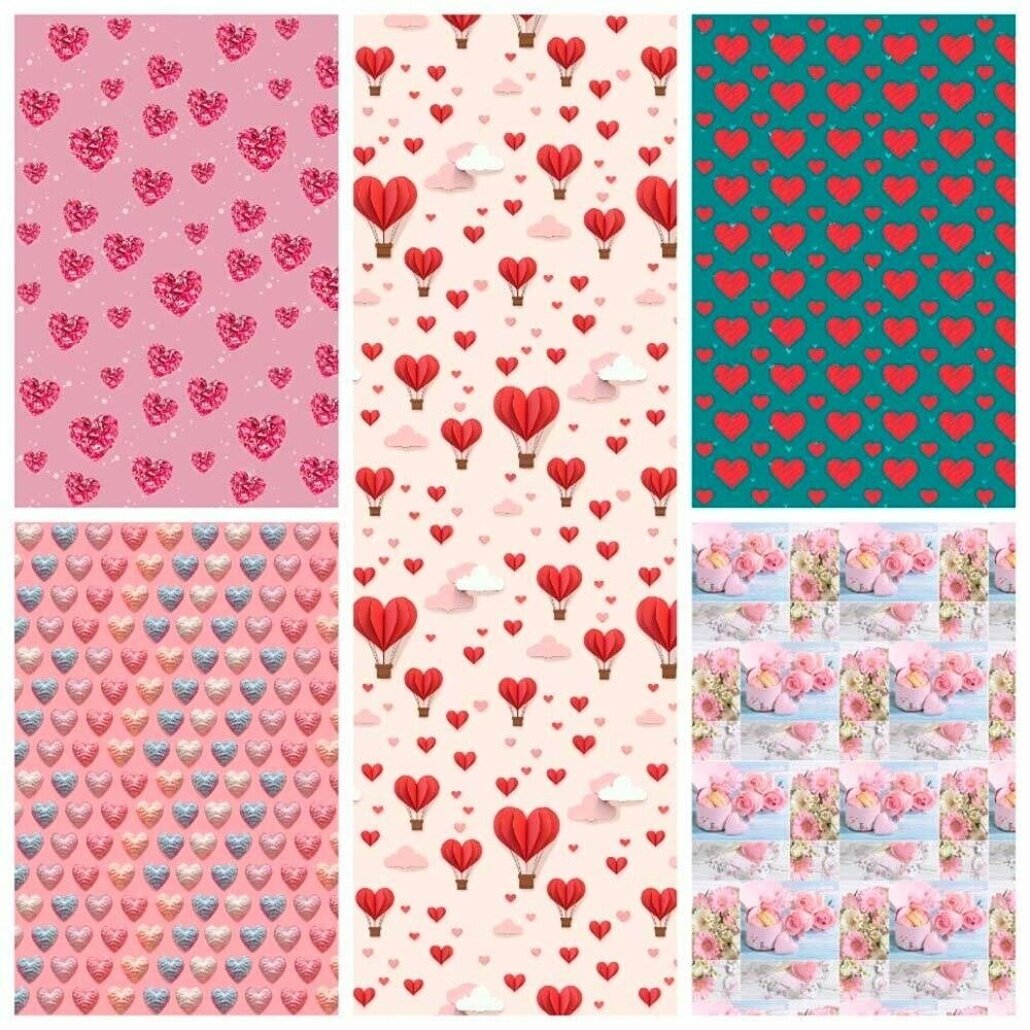 Бумага упаковочная 70х100 см, микс узоров, 25 листов, декоративная для подарков и дизайна