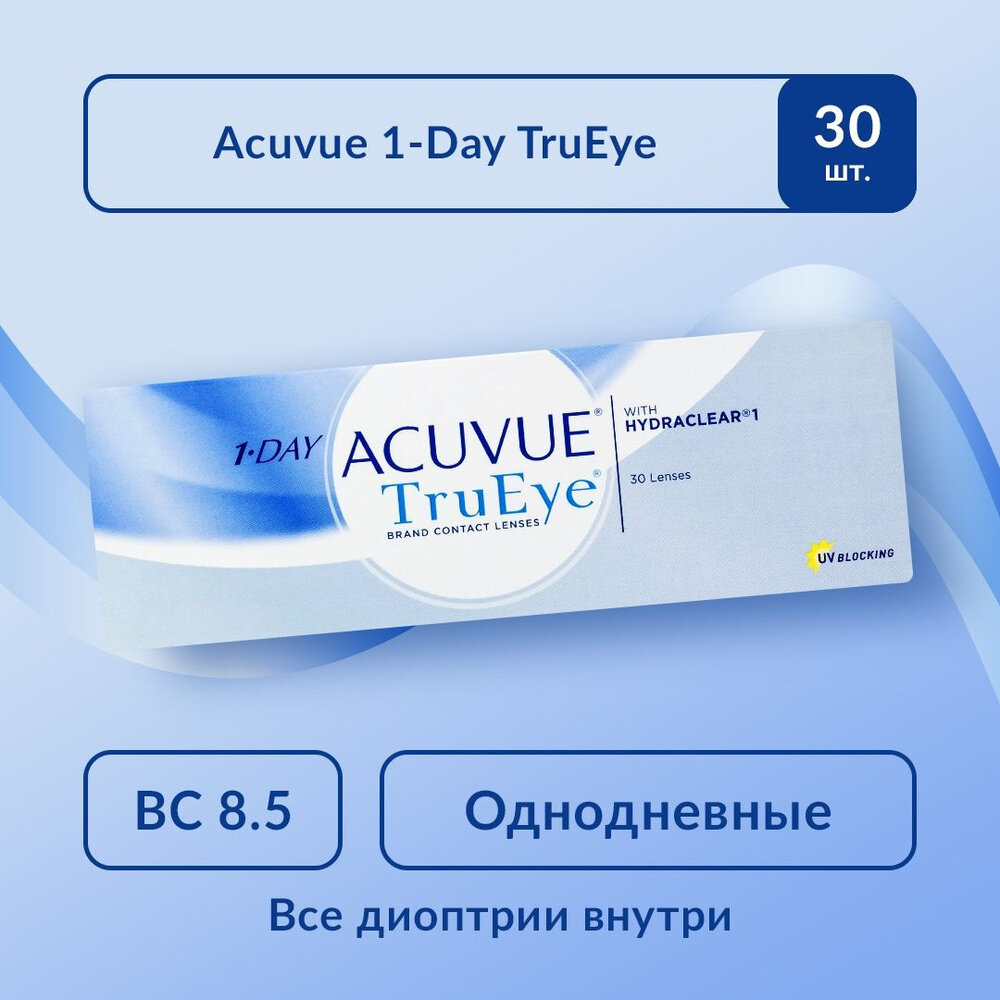 Контактные линзы ACUVUE TruEye 1-day, однодневные, -4,5D, 30шт, R 8.5