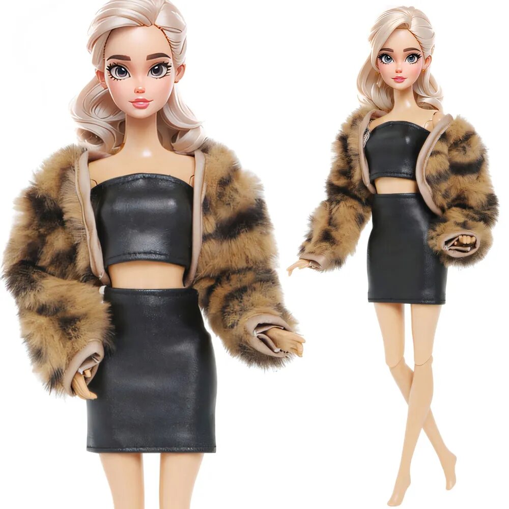 Набор одежды для куклы барби, Пушистое Пиджак + бандо + юбка, Одежда для кукол 29-30см аксессуары платья