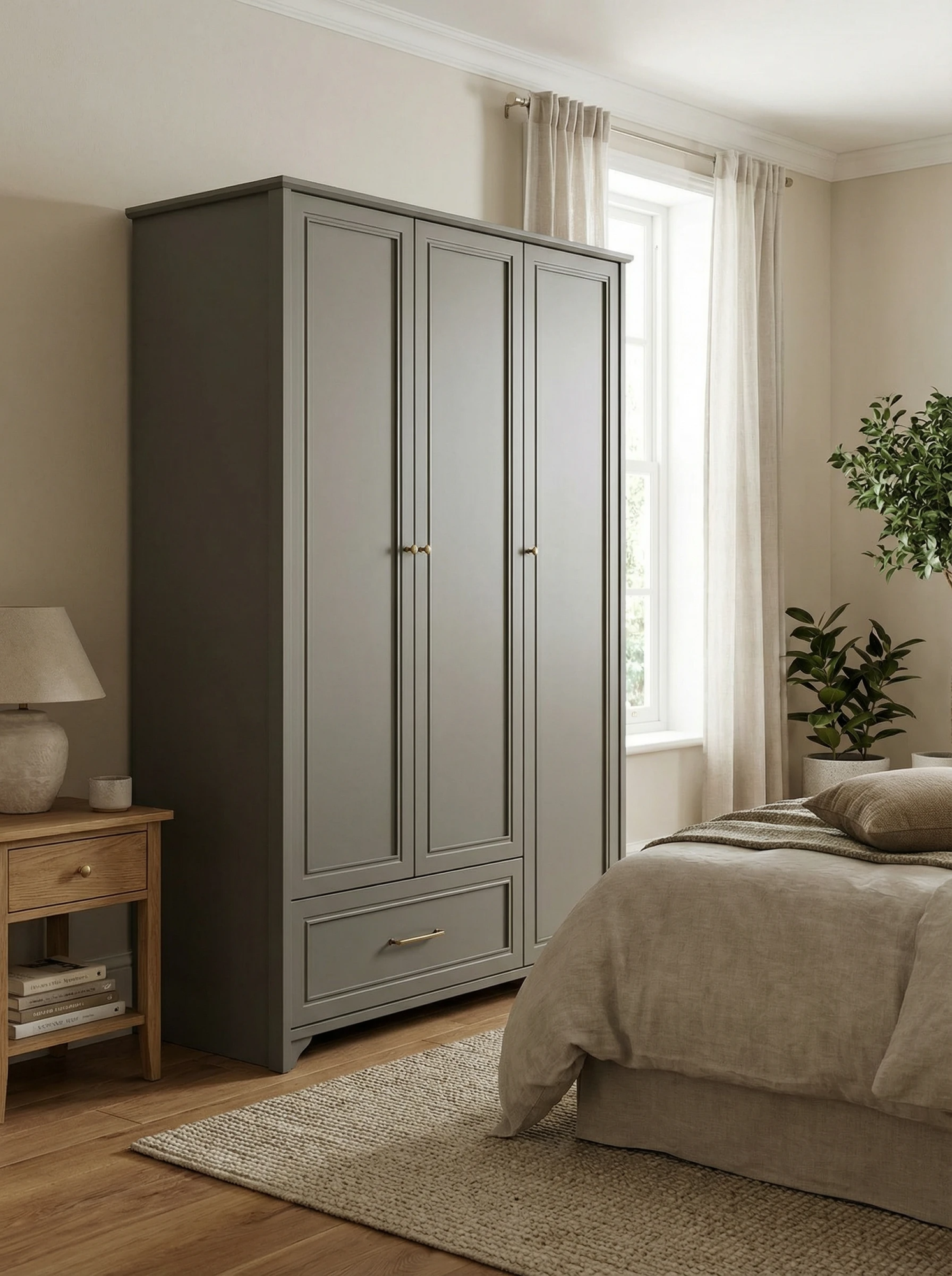 Шкаф для одежды трехдверный с ящиком Монтео, 137 х 60 х 200 см, Оникс серый, SL