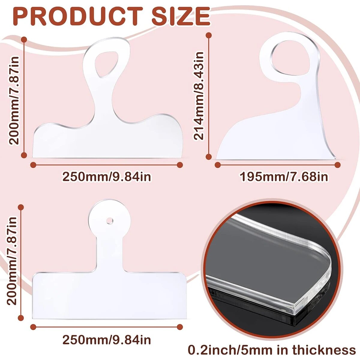 Набор шаблонов для фрезера из акрила 3 шт. Set A