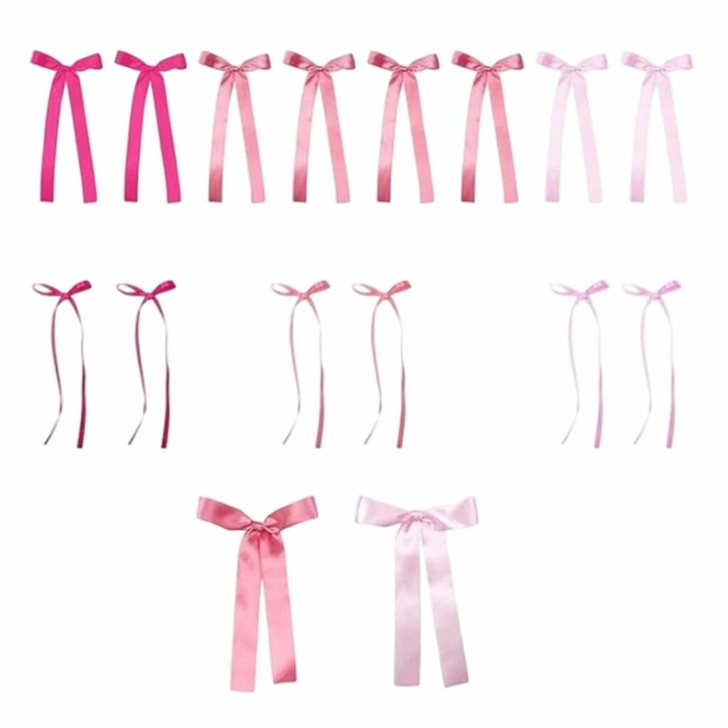 Розовый бант с отделкой-набор из 16 предметов розового цвета