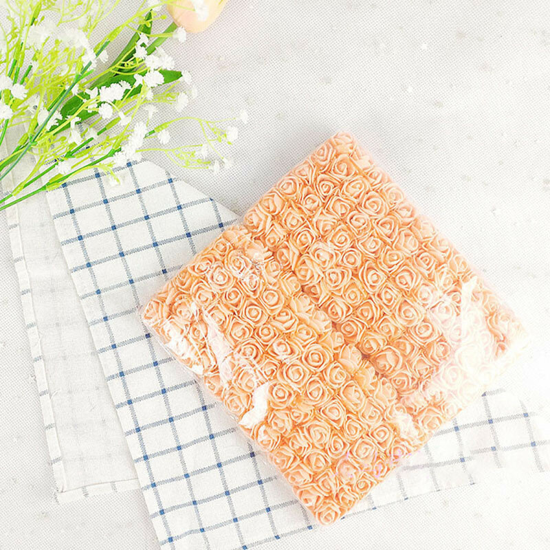 Multi color 144pcs mini foam rose flowers with stems realistic look for wedding and event decorations orange