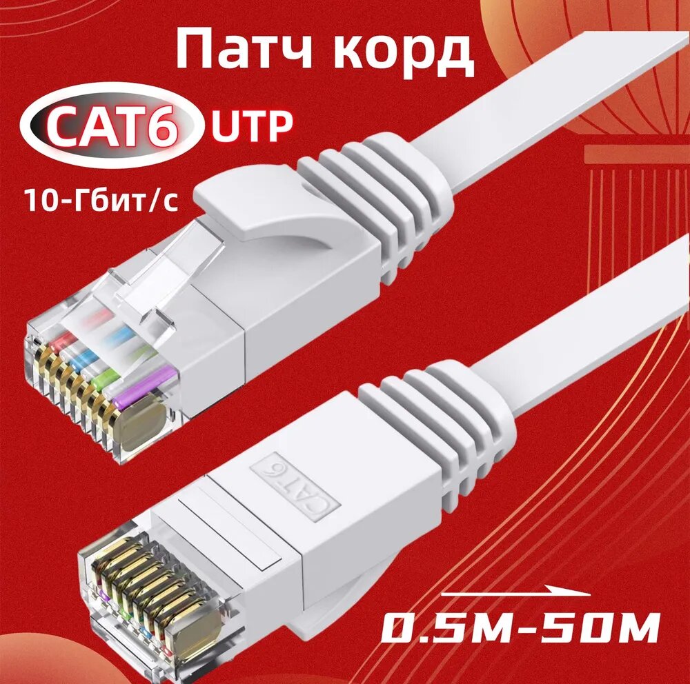 E-Connex Кабель для интернет-соединения RJ-45/RJ-45, 10 м, белый
