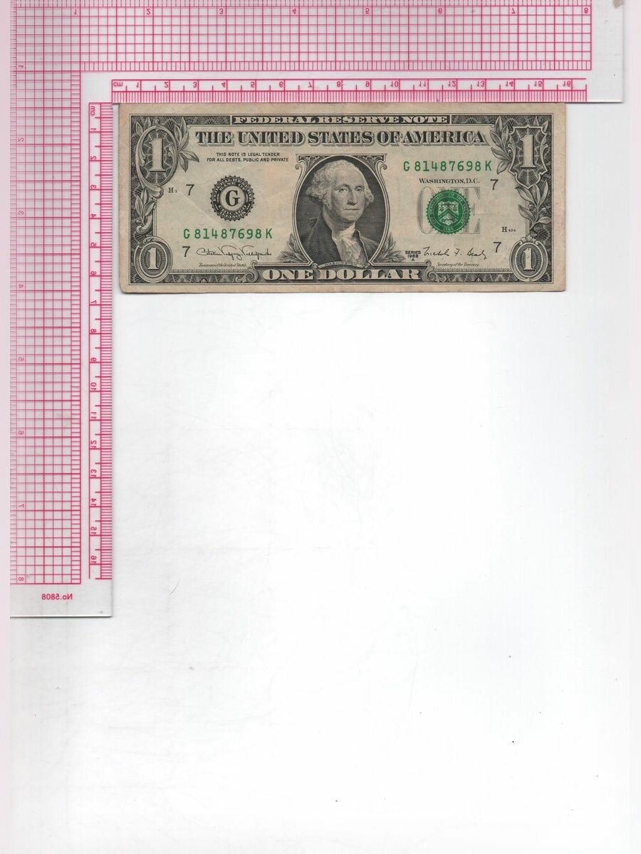 Купюра банкнота 1 доллар США 1988 год . оригинал .
