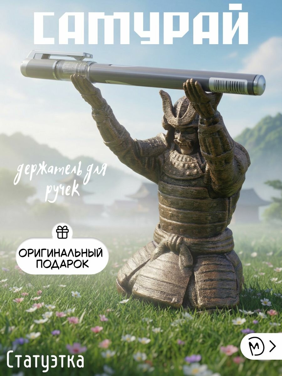 Статуэтка - Самурай держатель бронза