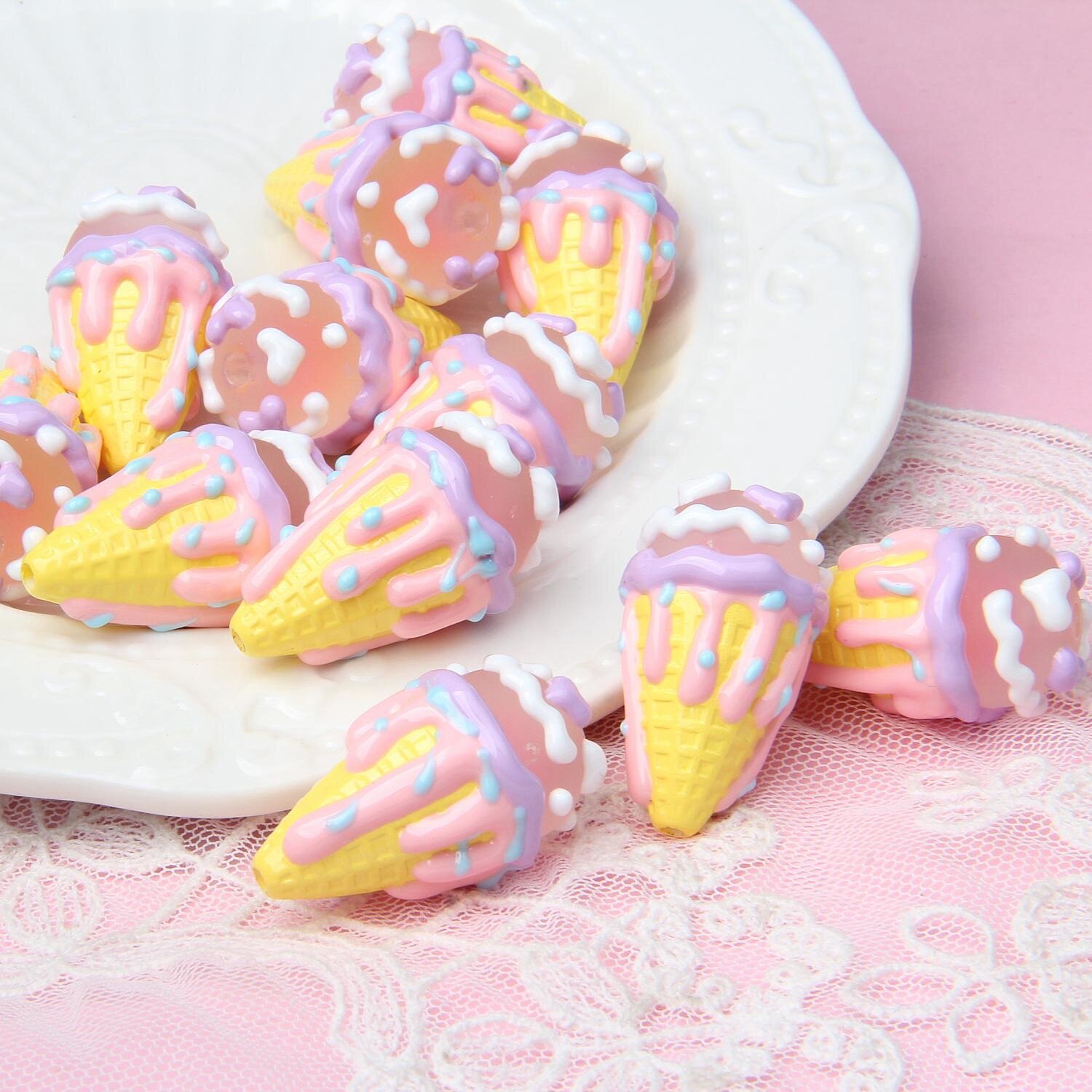 Тяжелые масляные ручной работы бусины для мороженого, акриловые ручной работы бусины, DIY свободные бусины, цепочка для телефона, подвеска для автомобиля, DIY бисерные аксессуары