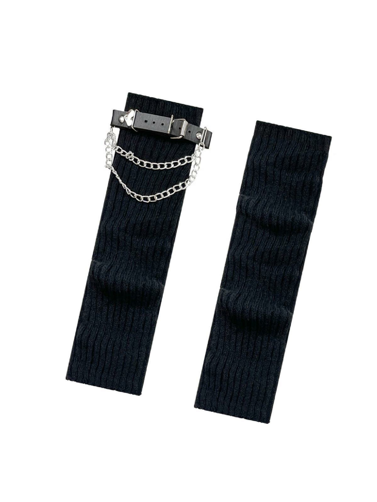 Женский кожаный ремень в готическом стиле с цепочкой и сердцем, Черный