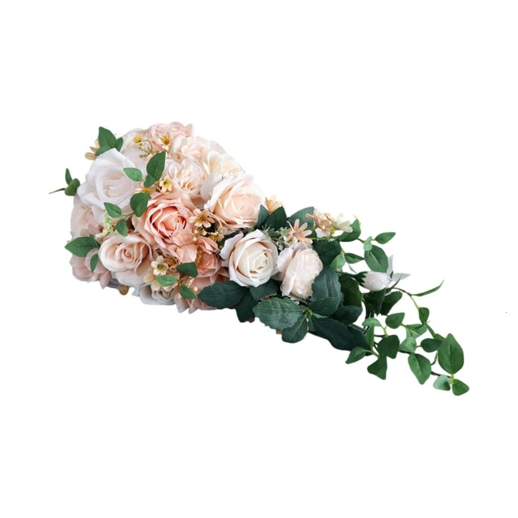 Шелковый свадебный букет ручной работы, форма капли, шампанское