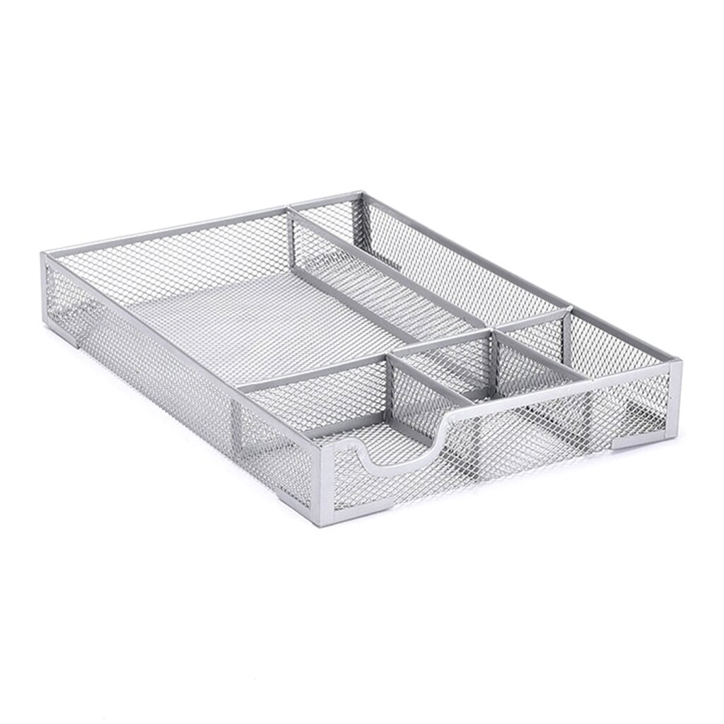 Лоток для хранения железной сетки настольный ящик для хранения ножей и вилок офисный ящик для хранения-6001 серебристый