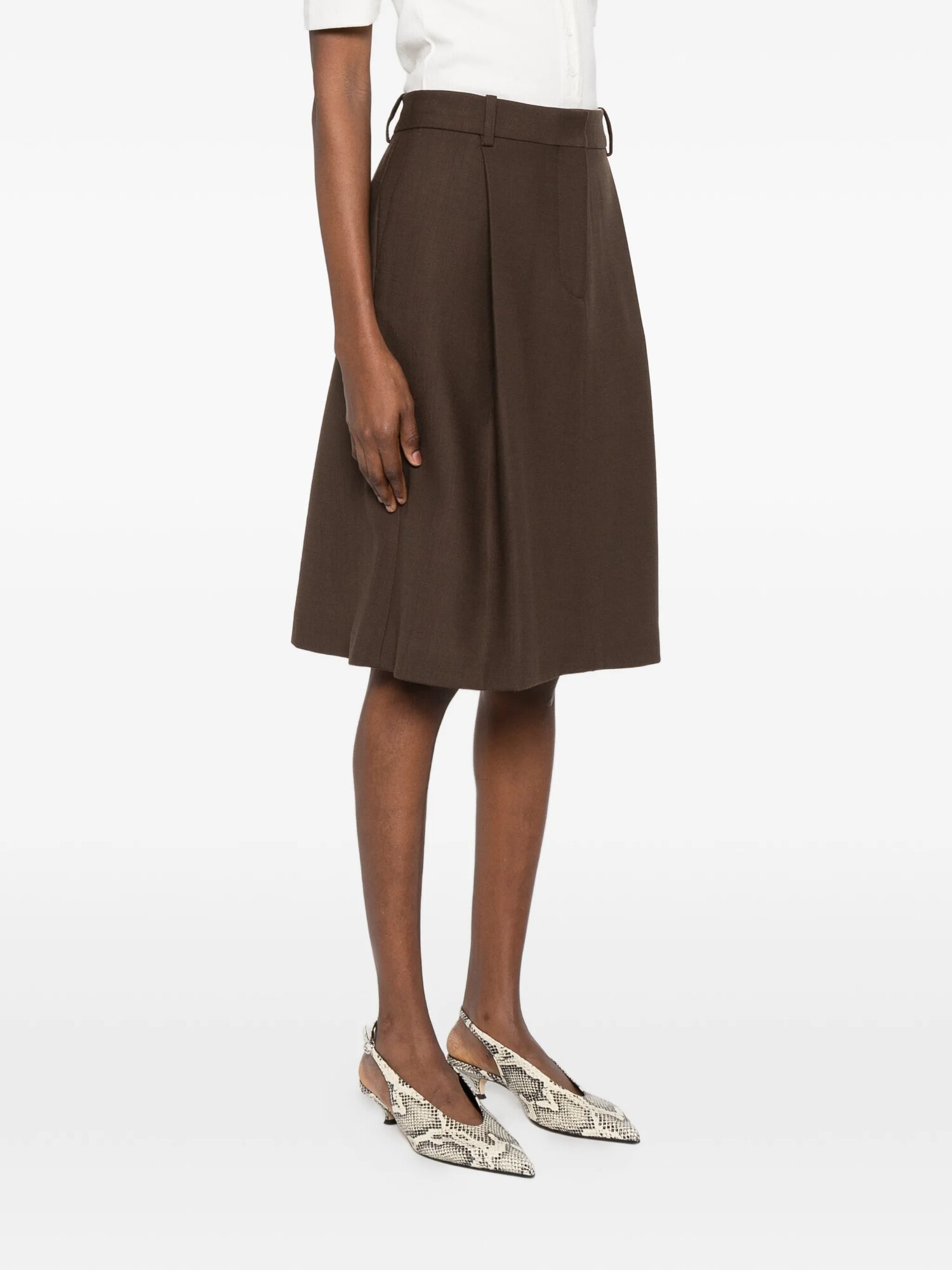 Юбка TOTEME Pleated tailored mini skirt, размер 38, brown — фото 1