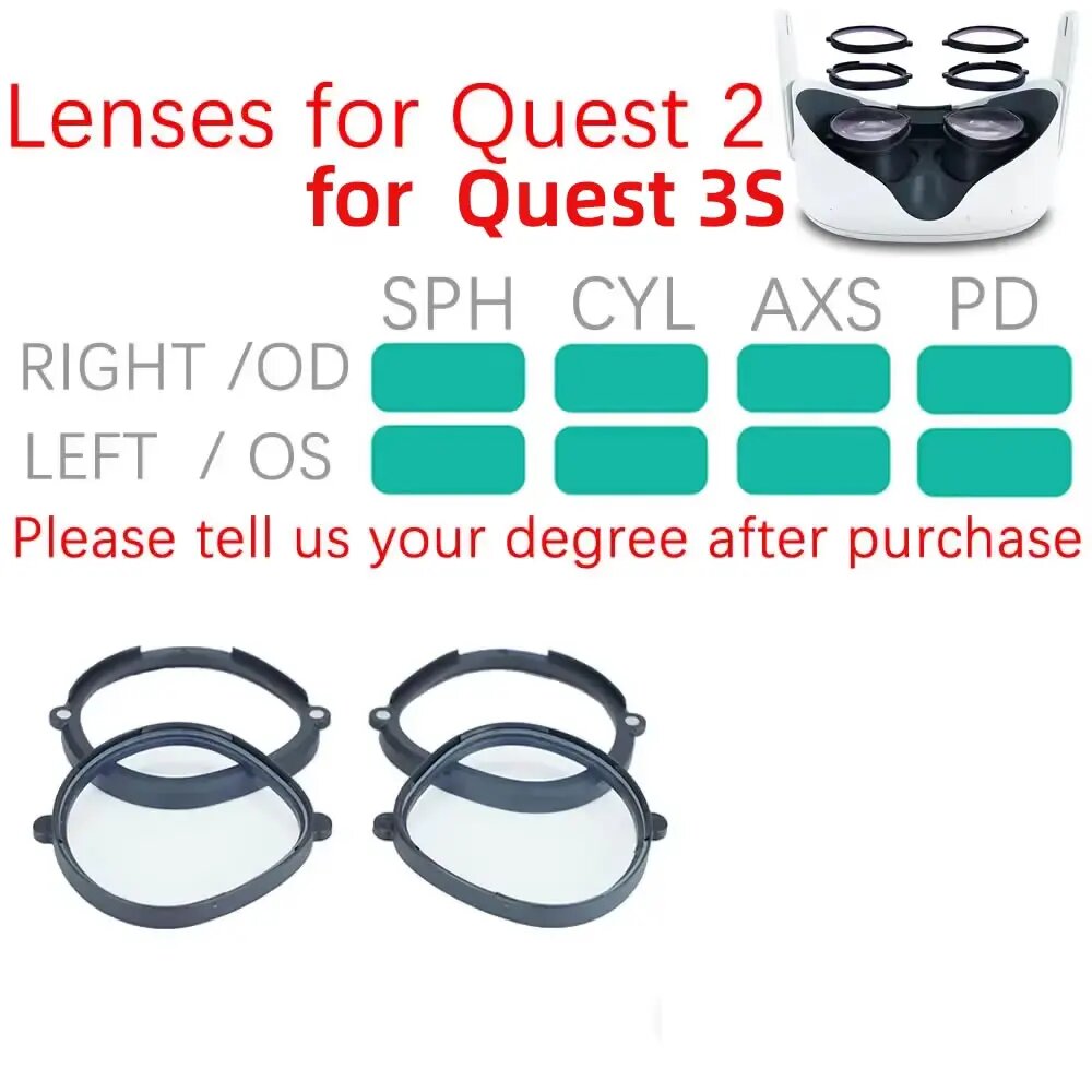 Линзы для VR очков RCNZMT для Oculus Quest 2/Quest 3S/Quest 3/PICO 4/PS VR2 for Quest 2 Quest 3S