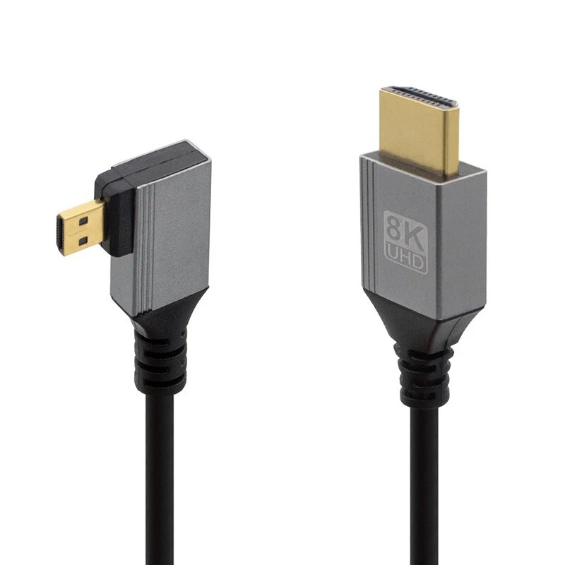 HDMI 8K UHD кабель 1м, MicroHD Left, черный