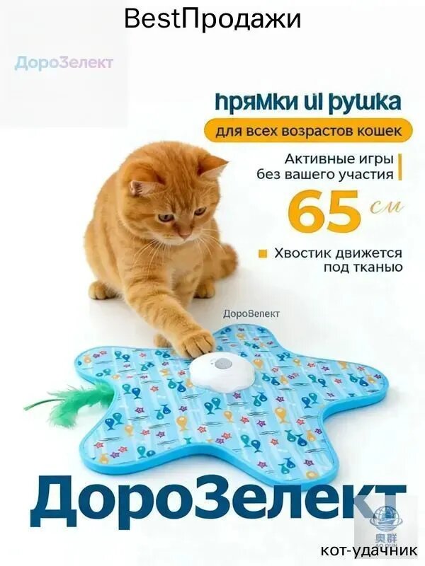 Интерактивные игрушки для домашних животных -коврик для кошек в прятки с аксессуарами из перьев и автоматическим режимом игры