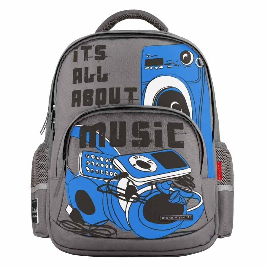 Рюкзак Bruno Visconti Junior Хоббимания. Музыка, 12-002-193/05, серый