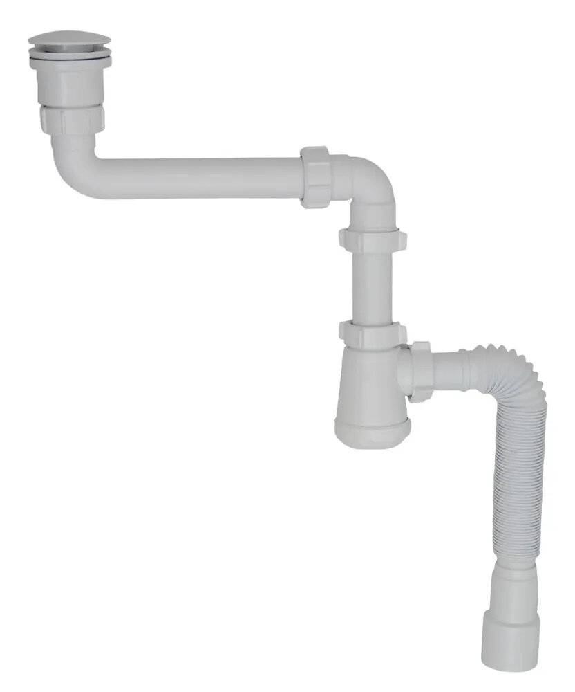 Сифон сливной для раковины, экономящий место, и универсальный донный клапан белый КН079