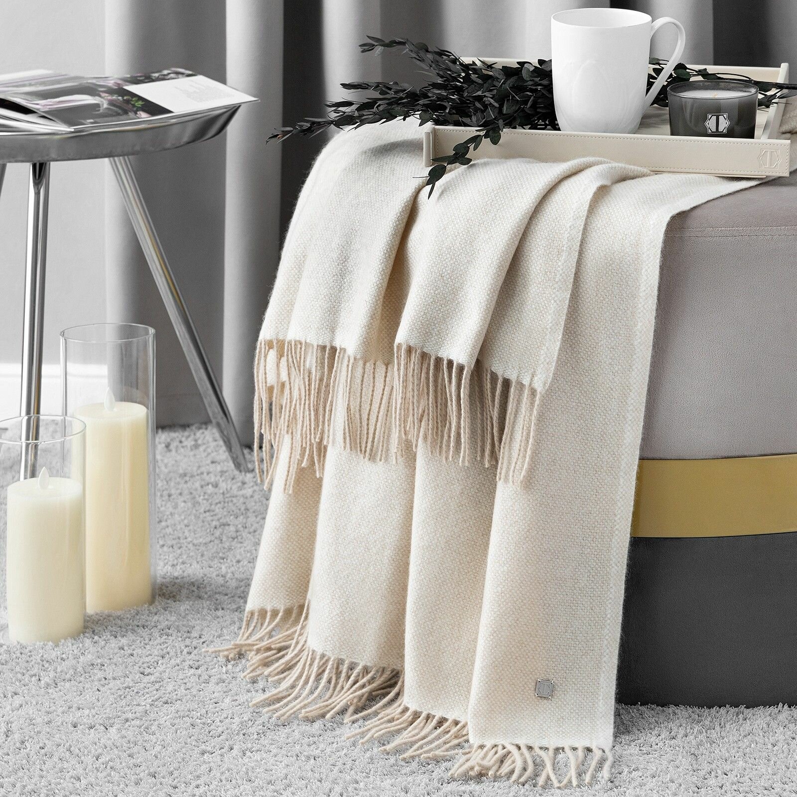 Ларруи Плед экрю 130х180, 1пр; кашемир; 240 г/м2