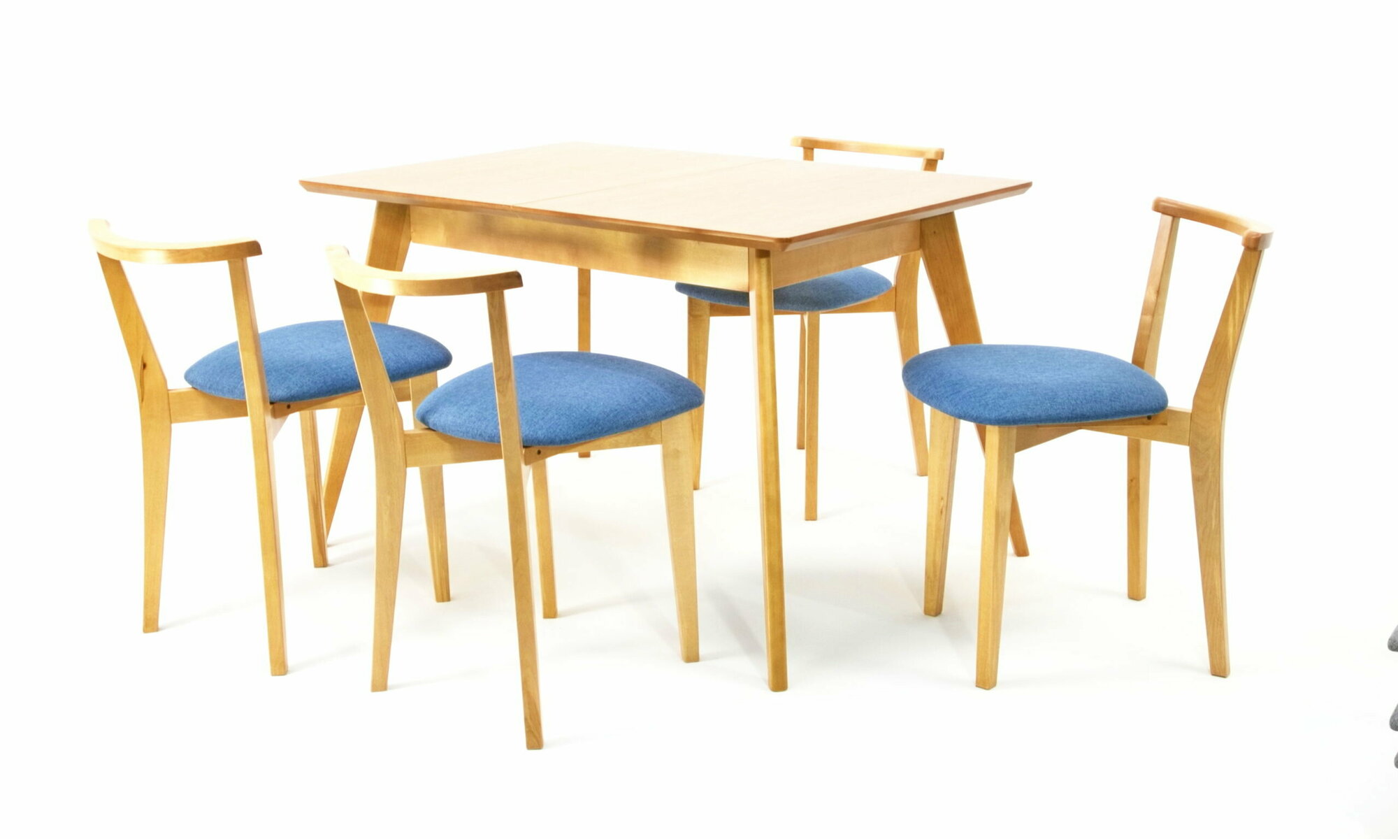 Стол ZiP-mebel Сканди 120 со стульями Франк Натур/Рогожка Синий
