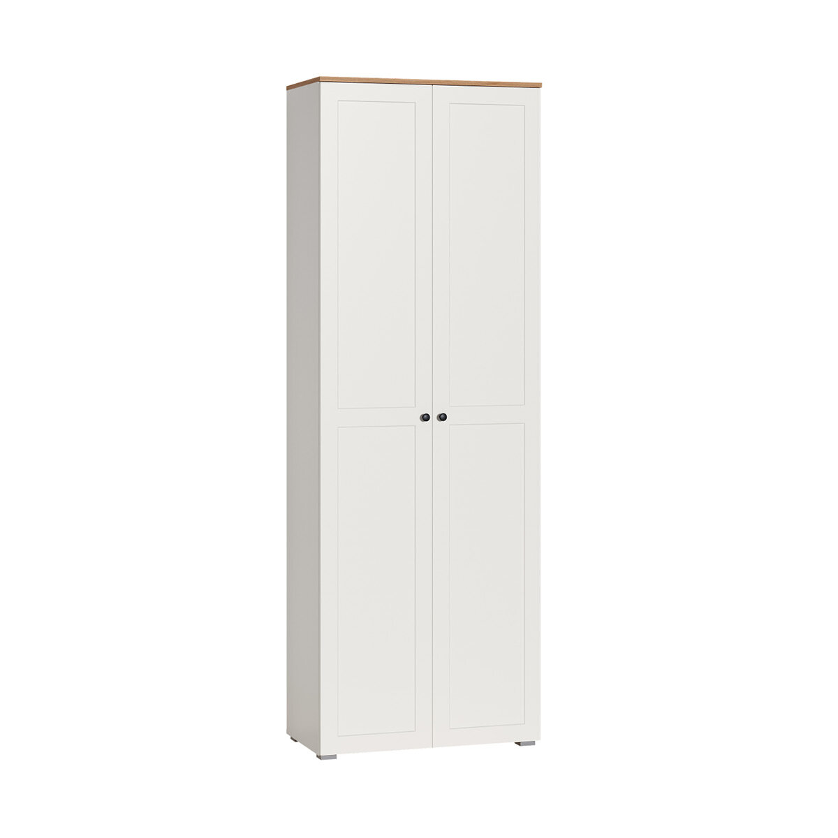 Шкаф для одежды с полками Остин 16.307 Белый шагрень/ дуб крафт золотой