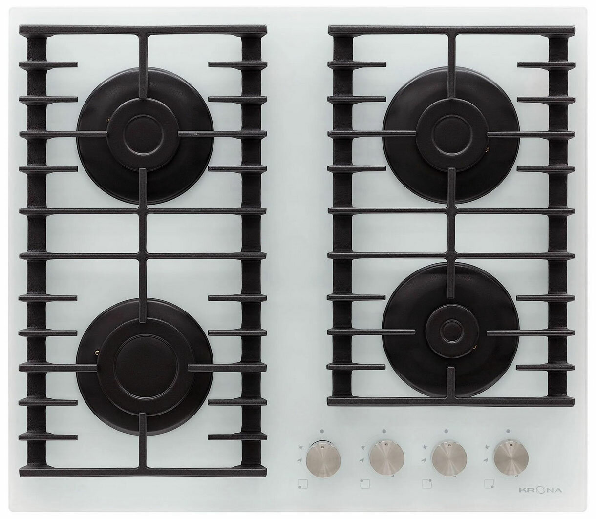 Газовая варочная панель Krona HAGEL 60 WH 59 см, 4 конфорки электроподжиг газконтроль, белый