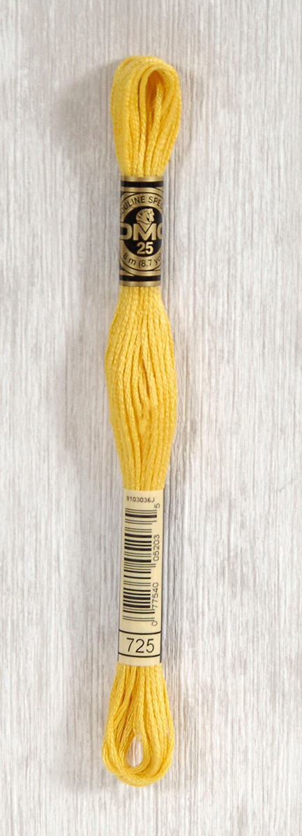 Мулине "DMC" 100% хлопок 8 м №0725 золото