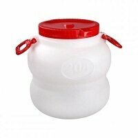 Канистра-бочка "Байкал" с навесными ручками круглая 20л с широким горлышком многофункциональная для пищевых и непищевых сыпучих и жидкостных продуктов