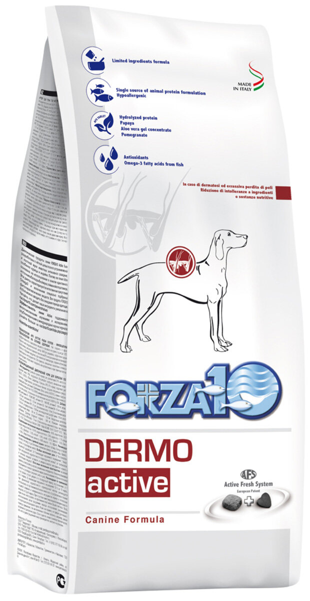 FORZA10 DOG DERMO ACTIVE для взрослых собак всех пород при заболеваниях кожи (4 кг х 4 шт)