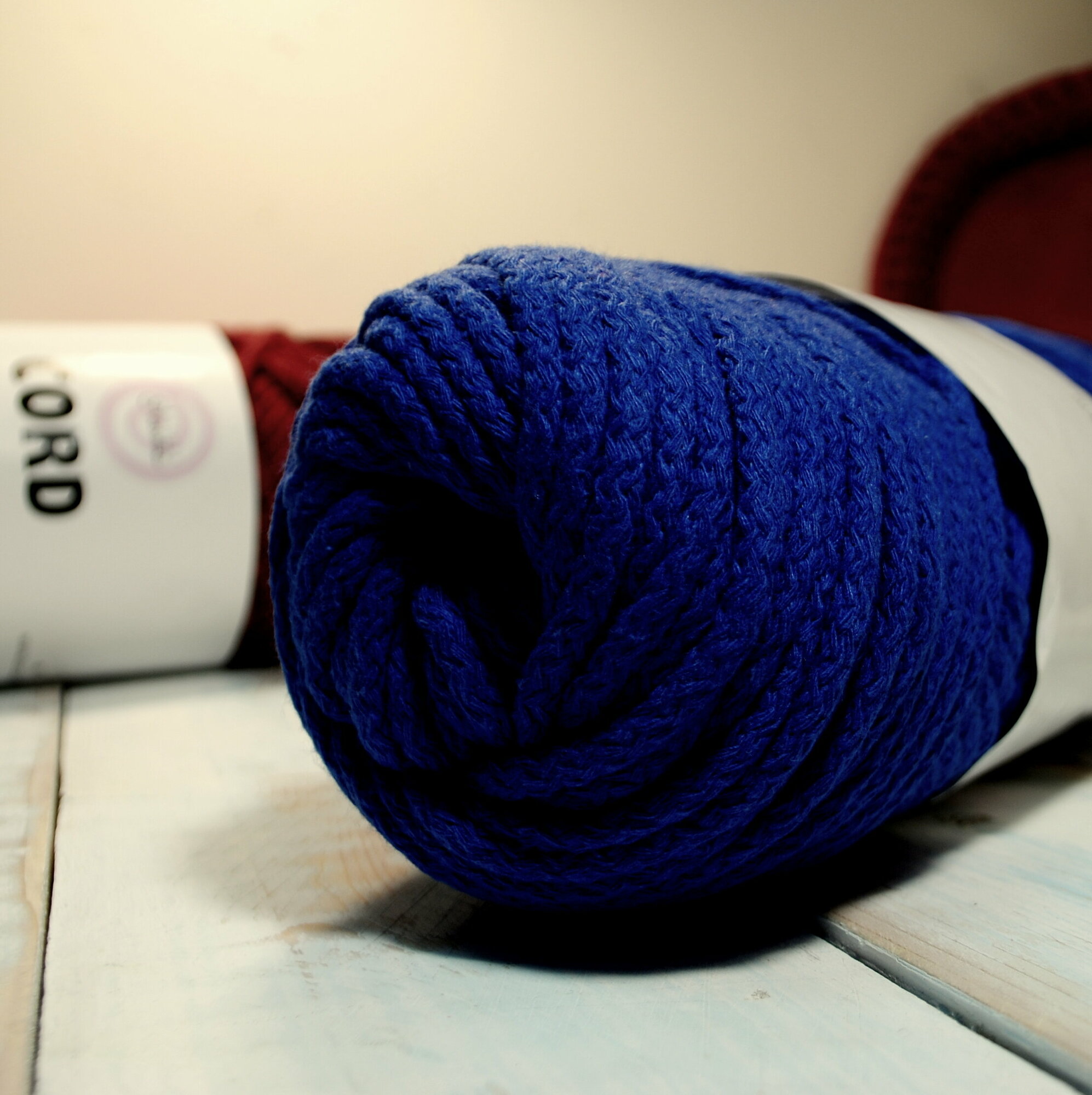 Шнур для вязания и макраме Лентакорд, синий, хлопок, 490 г, 100 м, 1 шт, 5 мм