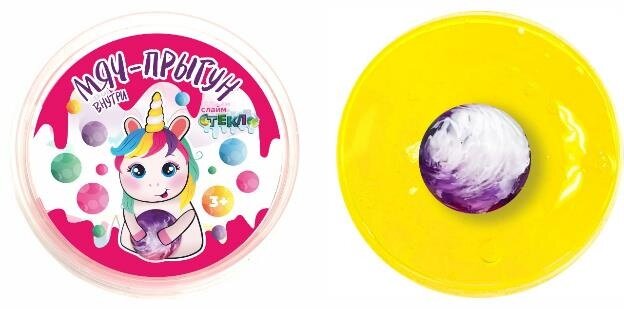 Лепа Слайм Стекло (90гр, желтый, мяч-прыгун) (t замерзания -0°C) (в банке) (от 3 лет) 00-00512513, (