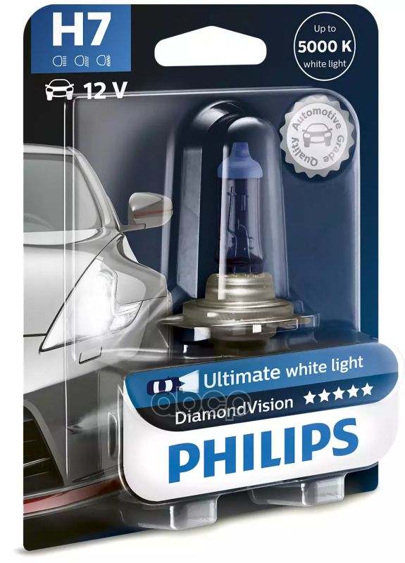 Лампа 12V H7 55W PX26d 5000K блистер (1шт.) Diamond Vision PHILIPS Philips арт. 12972DVB1