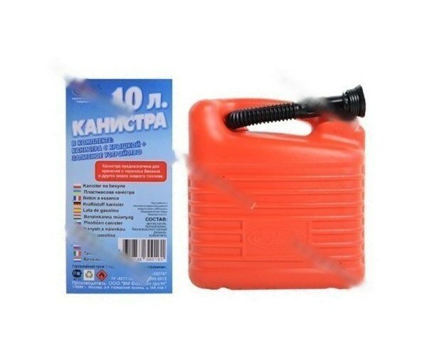 Канистра 10 л пластиковая с наливным устройством для ГСМ Мамонт