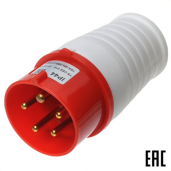 Вилка кабельная 3P+N+E 16А 415В IP44 YS CEE 015 (2 шт. в комплекте)