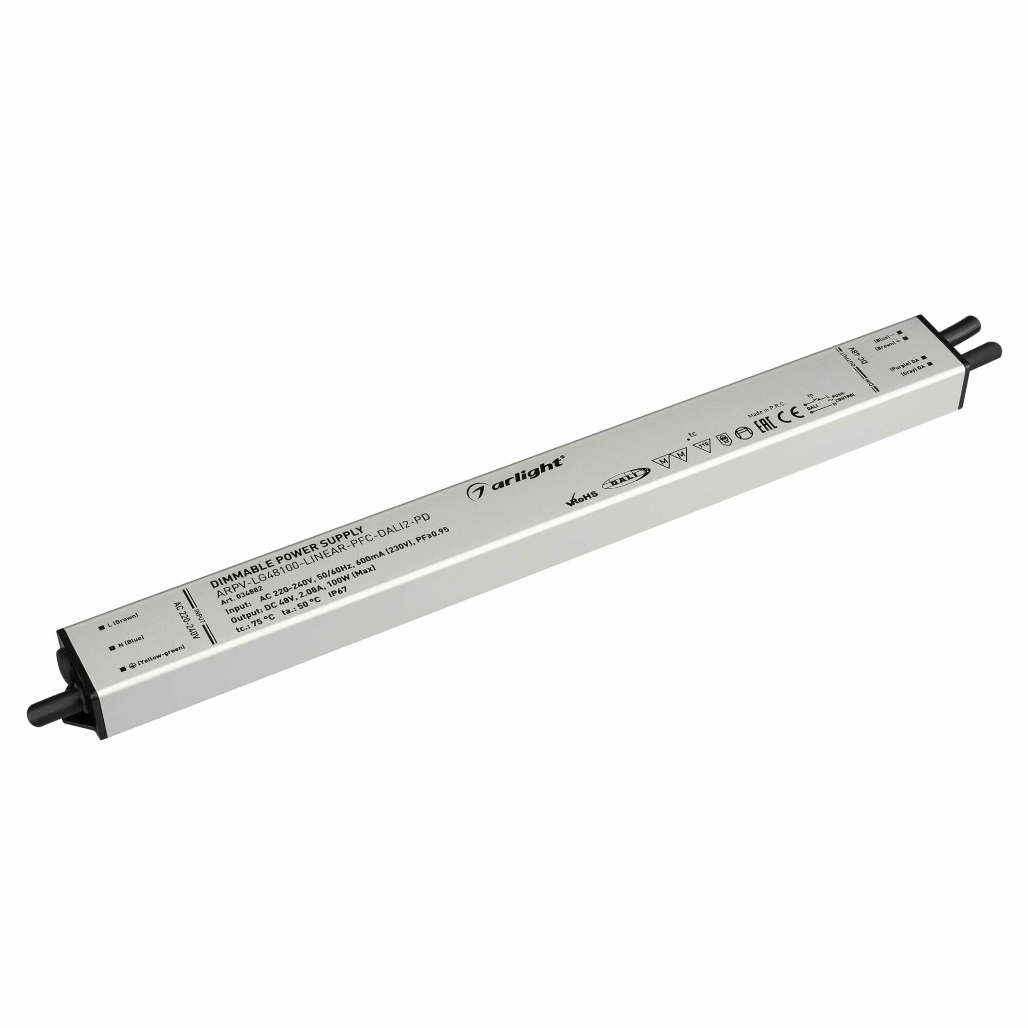 Блок питания для светодиодной ленты Arlight ARPV-LG48100-LINEAR-PFC-DALI2-PD (48V, 2.08A, 100W)